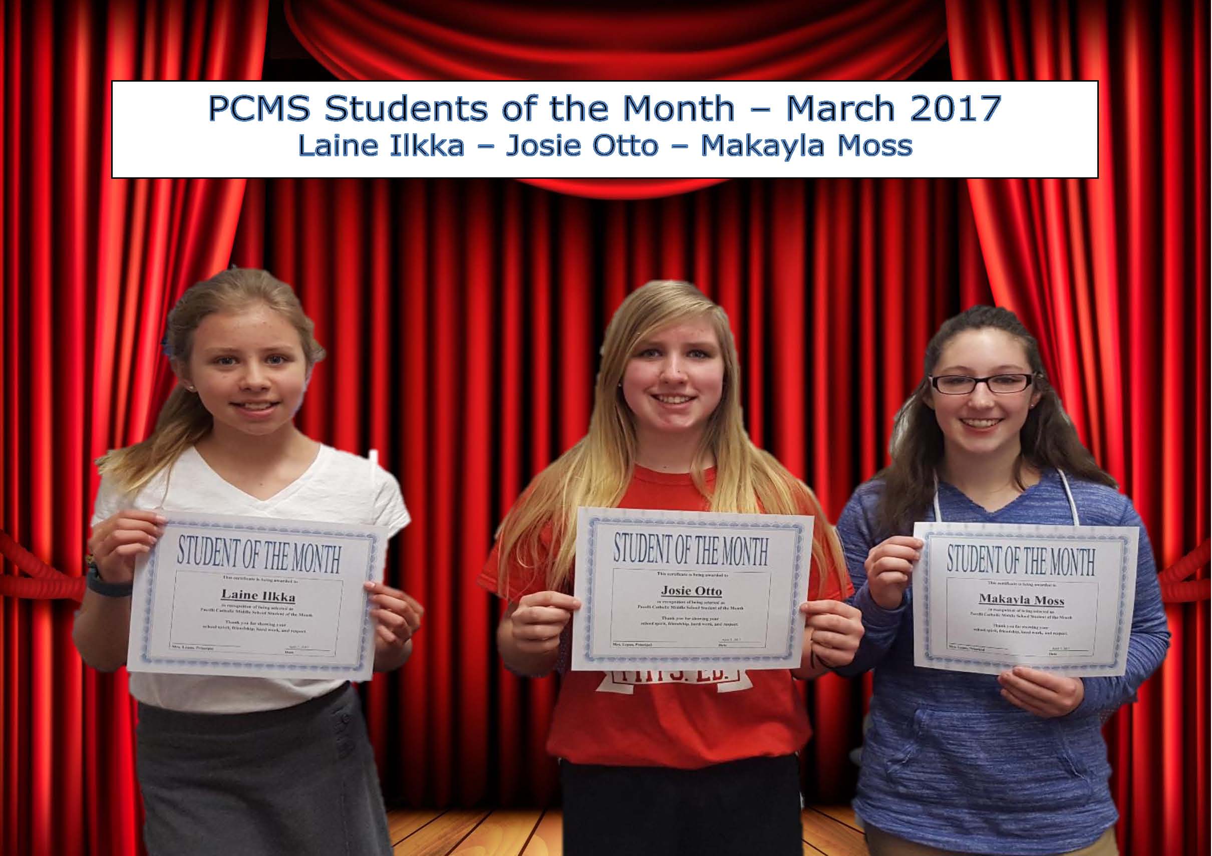 Pacelli Catholic Schools | PCMS Student of the Month 3-17
