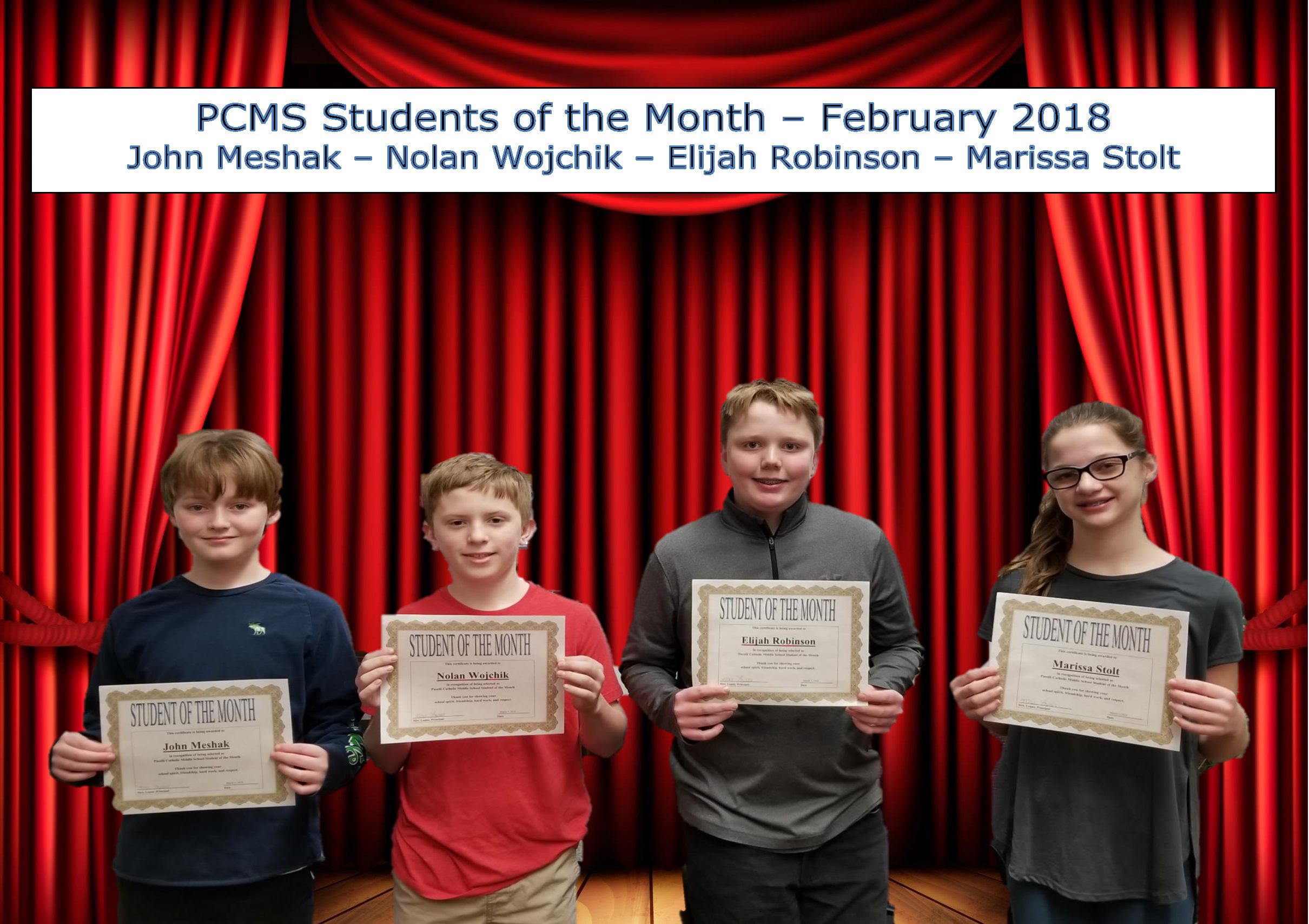 Pacelli Catholic Schools | PCMS Student of the Month 02-18